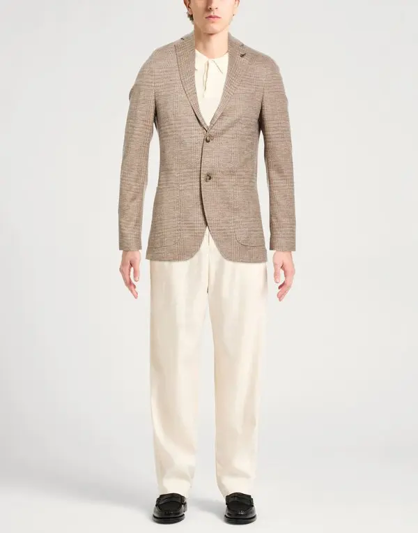 PAOLONI Blazer Size Virgin Wool, Cotton - Beige