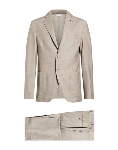 PAOLONI Suit Khaki Size Virgin Wool, Elastane