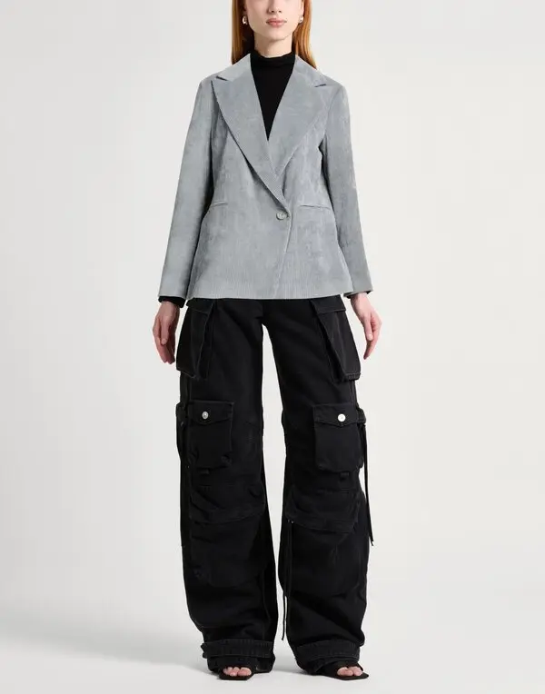 MANILA GRACE Single-breasted Corduroy Blazer - Grey