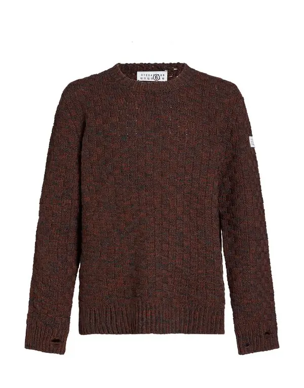 MAISON MARGIELA Virgin Wool & Acrylic Distressed Intarsia Knit Sweater