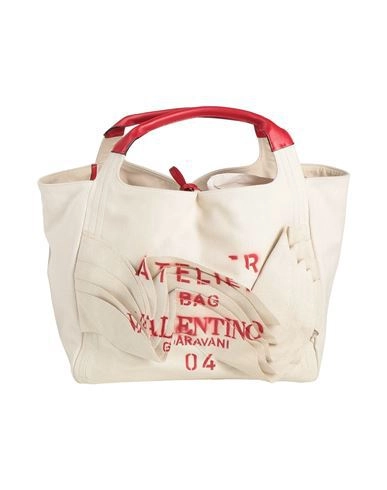 Valentino Garavani Maxi Shopper Bag In Soft Leather And Textile Fibers - Ivory