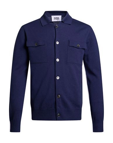 Alpha Studio Cardigan Ivory Size Geelong Wool - Blue