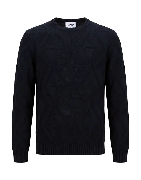 Alpha Studio Midnight Merino Wool Crewneck Sweater
