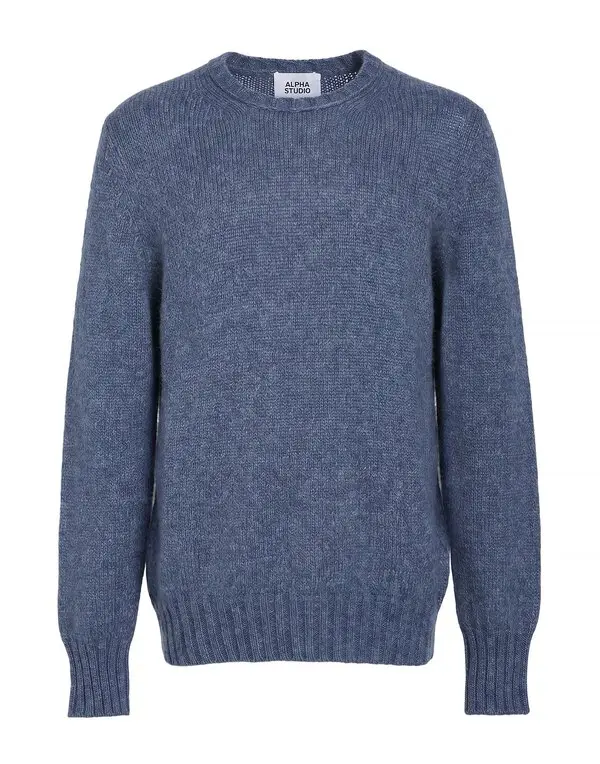 Alpha Studio Mélange Wool And Alpaca Wool Crewneck Sweater