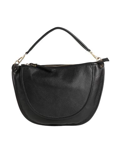 LAURA DI MAGGIO Pebbled Leather Handbag With Charms - Black