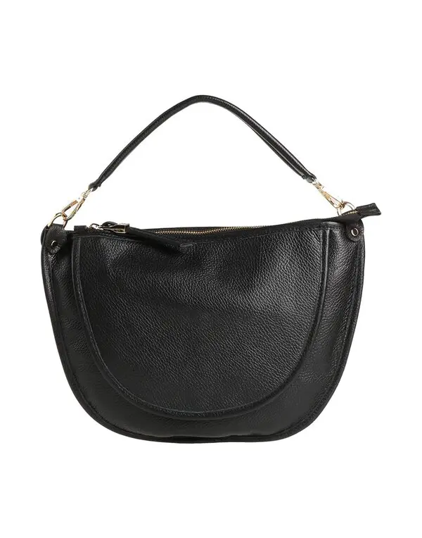 LAURA DI MAGGIO Pebbled Leather Handbag With Charms - Black