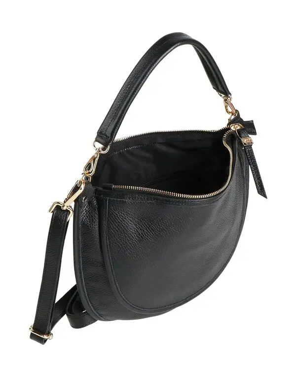 LAURA DI MAGGIO Pebbled Leather Handbag With Charms - Black