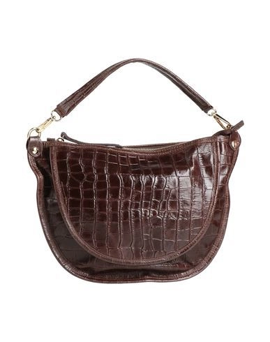 LAURA DI MAGGIO Garnet Leather Handbag With Crocodile Print - Brown