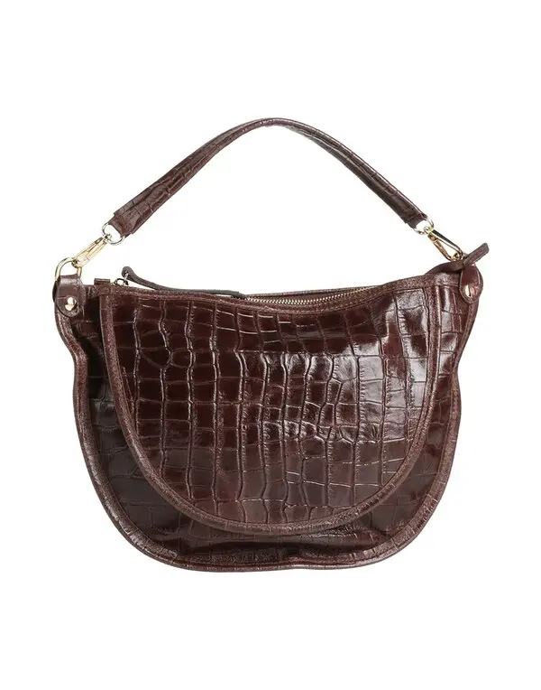 LAURA DI MAGGIO Garnet Leather Handbag With Crocodile Print - Brown
