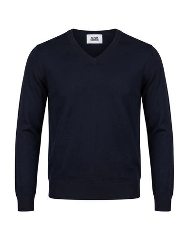 Alpha Studio Midnight Merino Wool V-neck Sweater