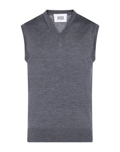 Alpha Studio Sleeveless V-neck Sweater Vest In Wool - Grey