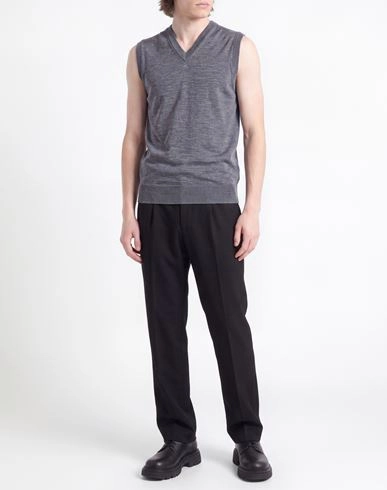 Alpha Studio Sleeveless V-neck Sweater Vest In Wool - Grey