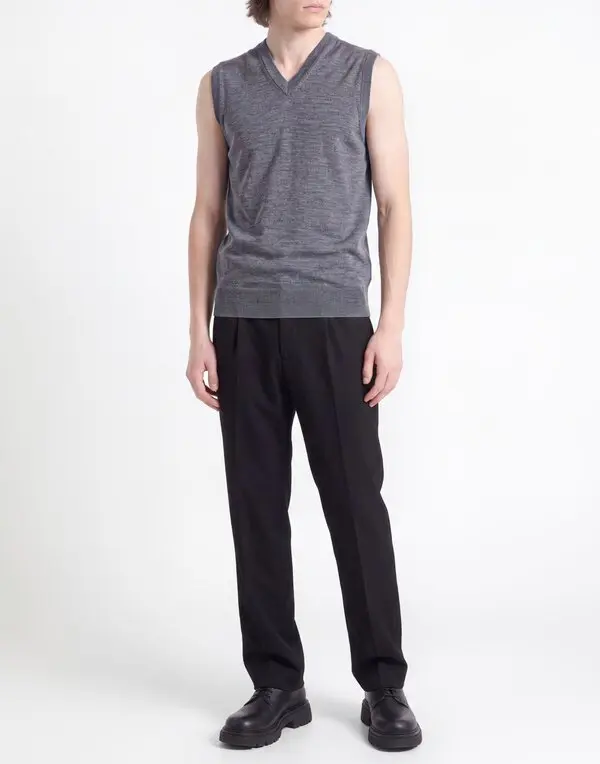 Alpha Studio Sleeveless V-neck Sweater Vest In Wool - Grey