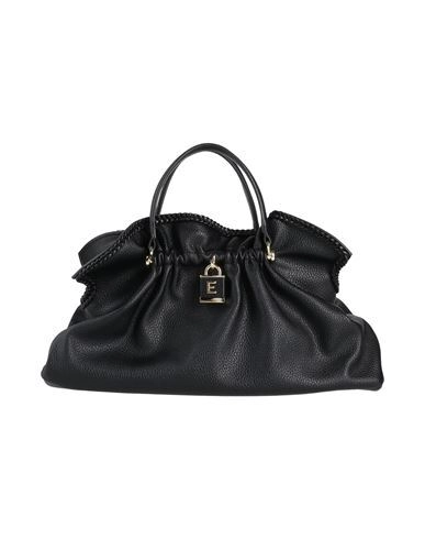 ERMANNO FIRENZE Leather Tote Bag With Lock Detail - Black