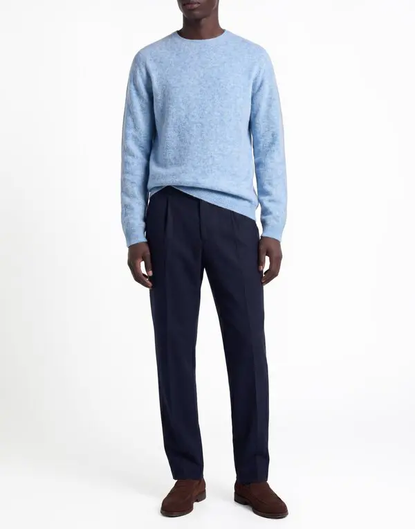 DANIELE FIESOLI Crew Neck Merino Wool Blend Sweater - Blue