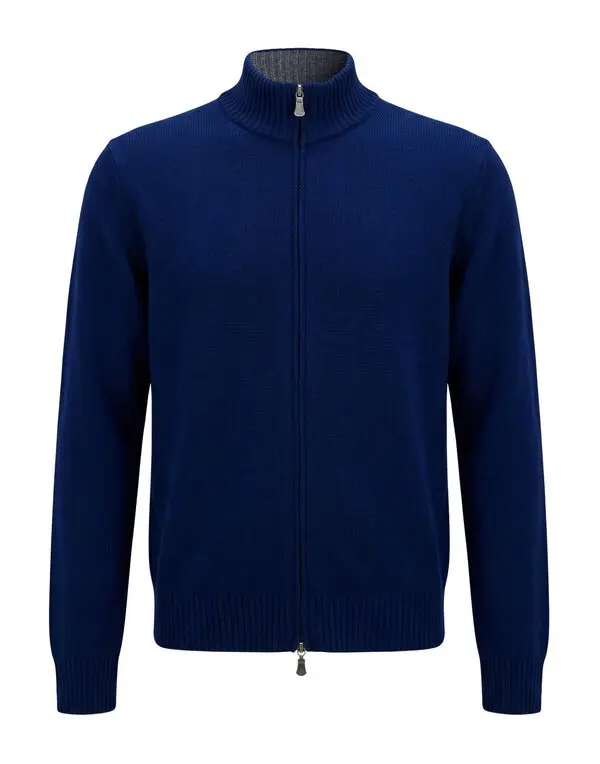 GRAN SASSO Bright Cashmere Zip-up Cardigan - Blue