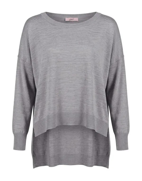 CARLA G. Wool Acrylic Knit Sweater - Grey