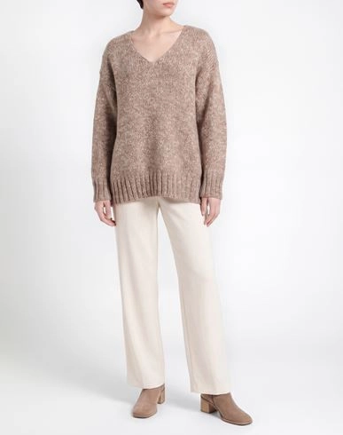 CARLA G. Wool Blend V-neck Sweater - Beige