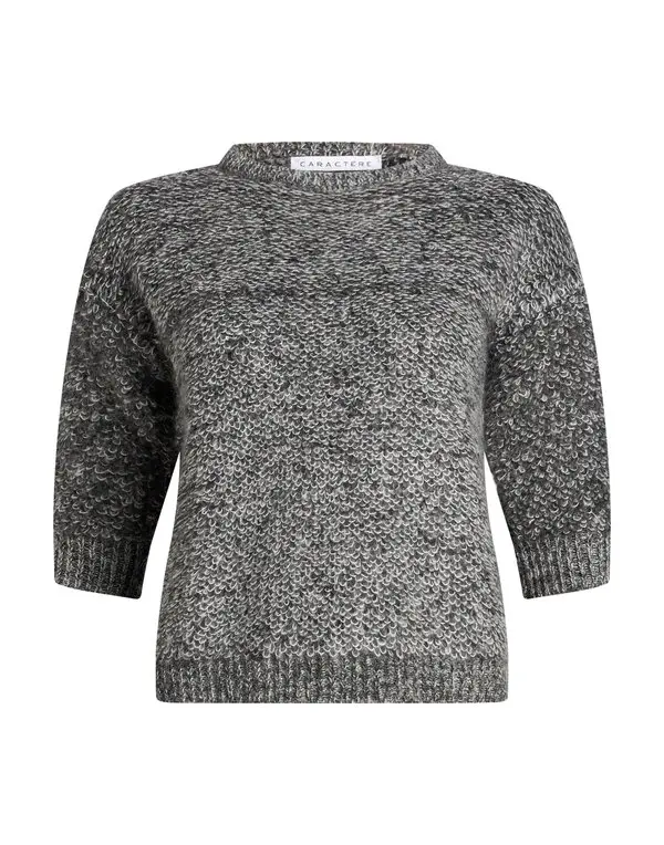 CARACTÈRE Mélange Crewneck Sweater In Mohair Wool And Polyamide - Grey