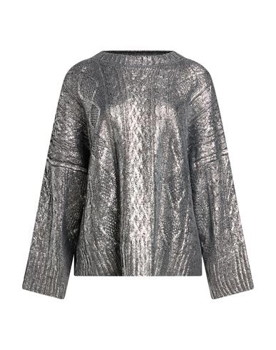 CARLA G. Metallic Cable-knit Crewneck Sweater - Silver