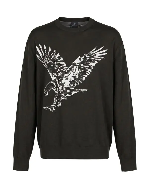 Armani Exchange Embroidered Eagle Knit Sweater