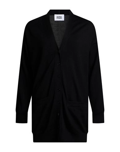 Alpha Studio Merino Wool V-neck Cardigan - Black