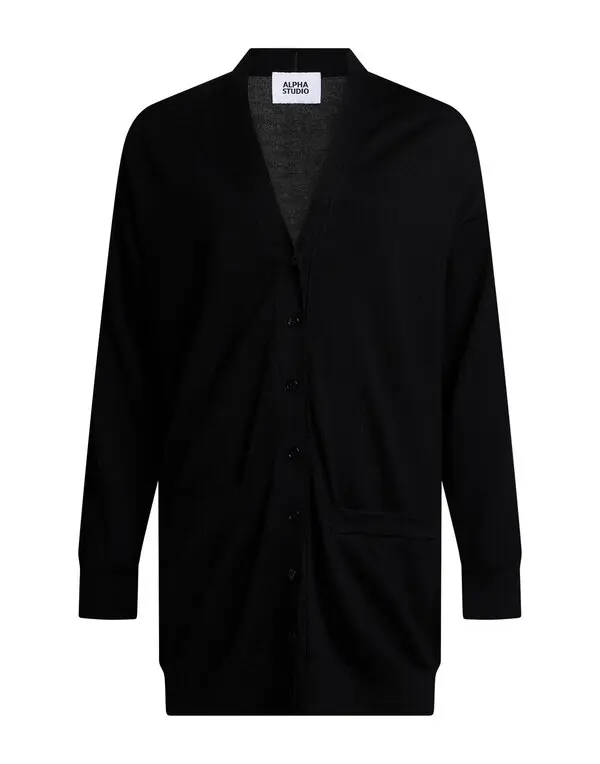 Alpha Studio Merino Wool V-neck Cardigan - Black