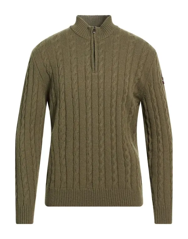 Paul & Shark Military Wool & Nylon Cable Knit Quarter-zip Sweater