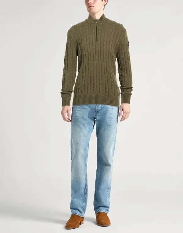 Paul & Shark Military Wool & Nylon Cable Knit Quarter-zip Sweater