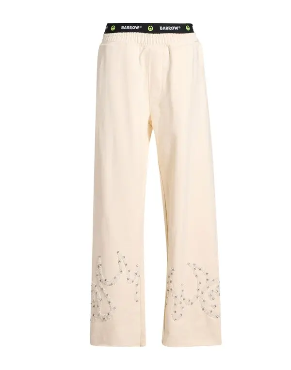 BARROW Cream Cotton Track Pants With Embellishments