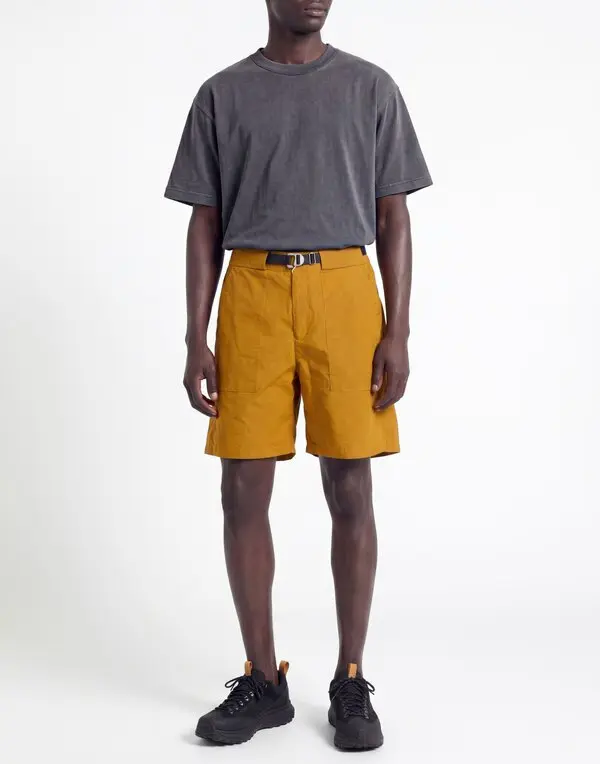 SPIEWAK Mustard Cotton Bermuda Shorts With Belt - Yellow