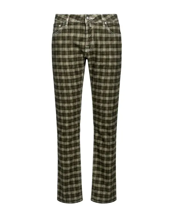 JACOB COHЁN Tartan Plaid Cotton Stretch Pants