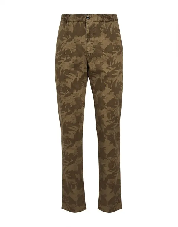 Incotex Military Cotton Stretch Twill Floral Print Casual Pants