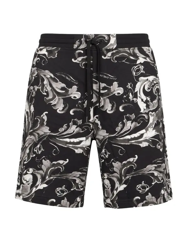 Versace Floral Print French Terry Drawstring Shorts