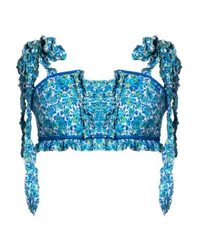 Poupette St Barth Viscose Floral Print Crop Top - Blue