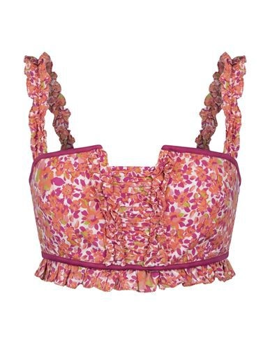 Poupette St Barth Viscose Floral Print Crop Top - Pink