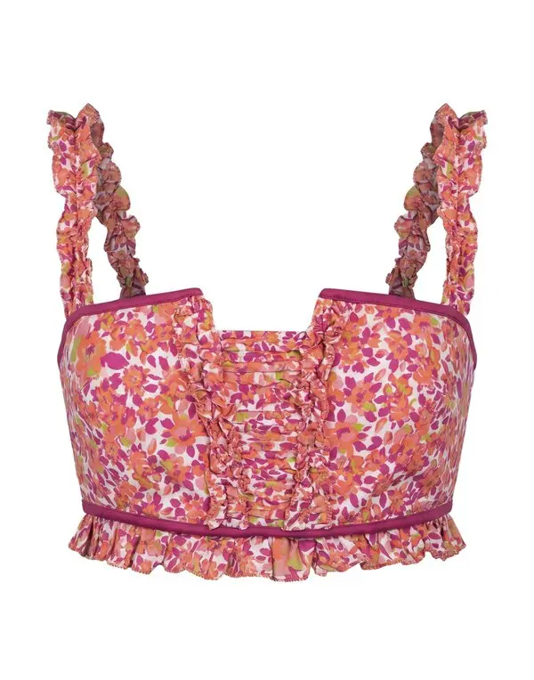 Poupette St Barth Viscose Floral Print Crop Top - Pink