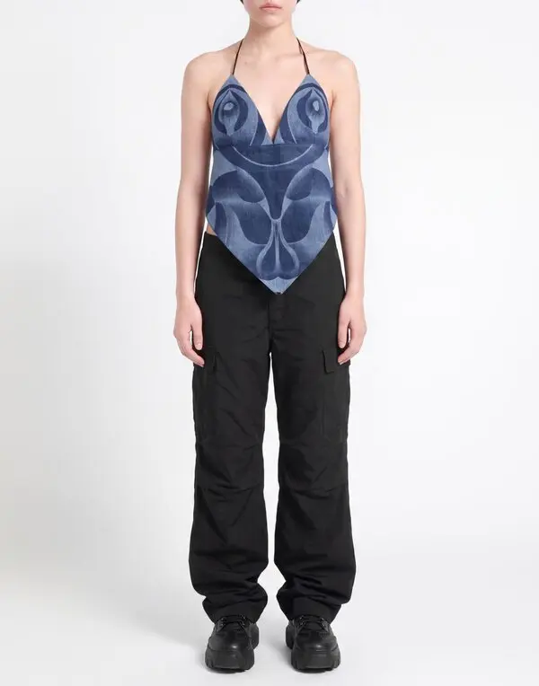 CONNER IVES Printed Denim Halter Top