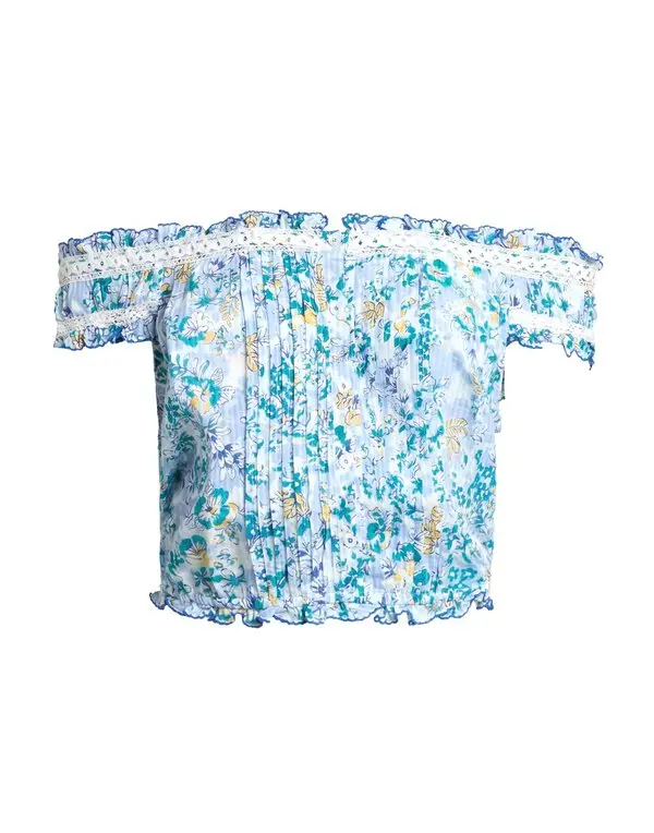 Poupette St Barth Off-the-shoulder Ruffled Floral Print Cotton Top