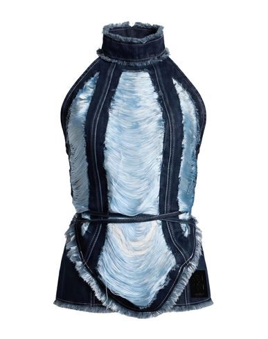 OFF-WHITE™ Halterneck Denim Top With Fringe Detail