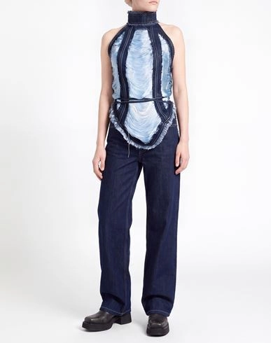 OFF-WHITE™ Halterneck Denim Top With Fringe Detail