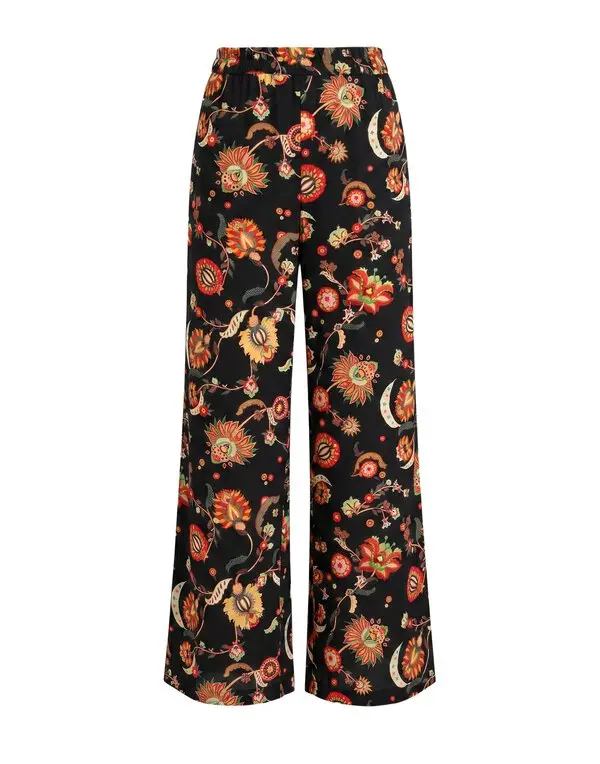 Momoni Floral Print Silk Wide-leg Pants