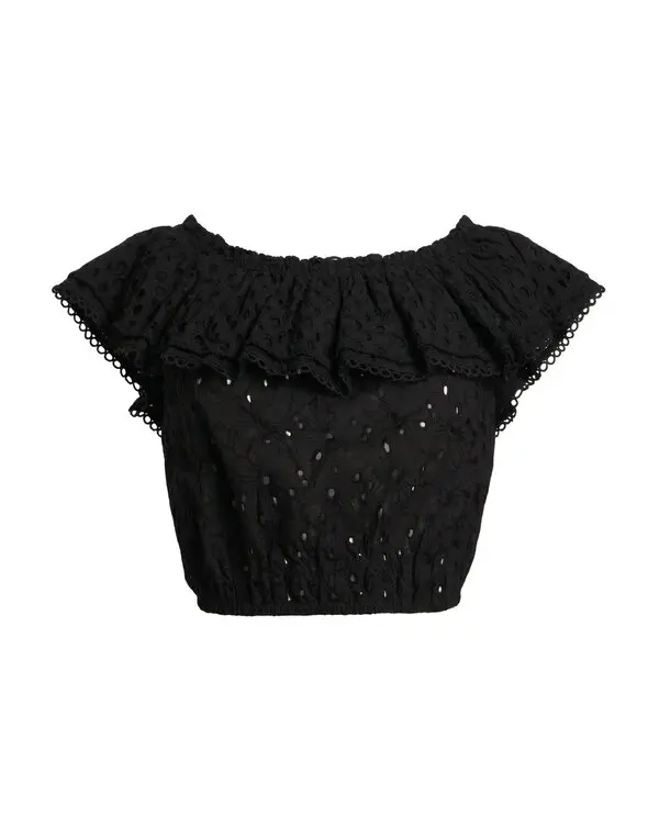 Poupette St Barth Off-the-shoulder Broderie Anglaise Cotton Top - Black
