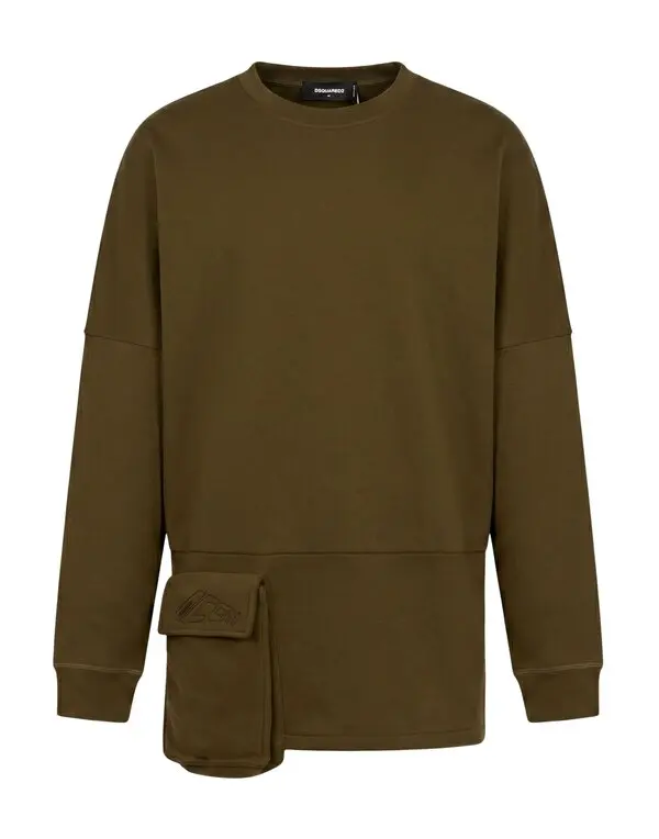 Dsquared2 Embroidered Logo Crewneck Long Sleeve T-shirt Dress - Green