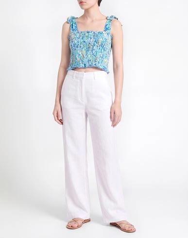 Poupette St Barth Ecovero Viscose Floral Print Shirred Cropped Top