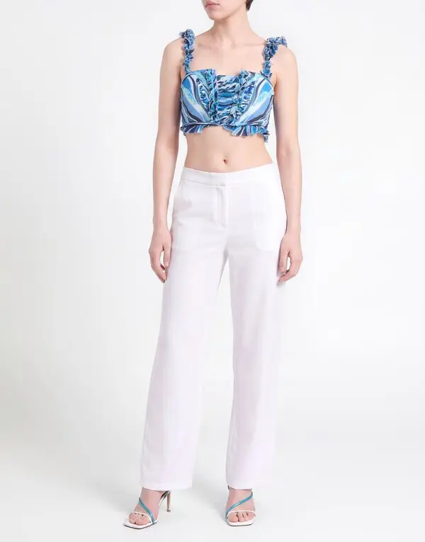 Poupette St Barth Silk Georgette Ruffled Crop Top