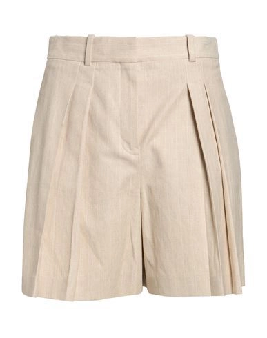 Theory Cotton, Linen, Elastane Pinstriped High Waisted Shorts