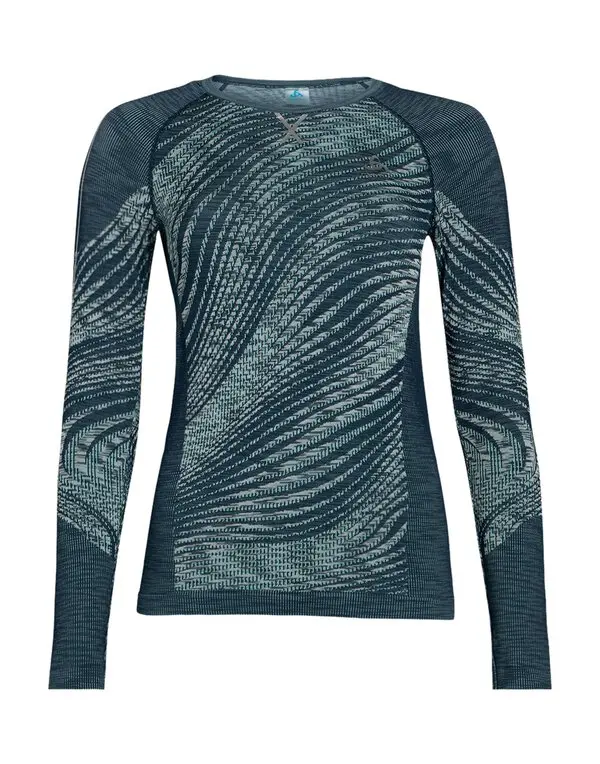 ODLO Long Sleeve T-shirt In Recycled Polyester And Polyamide Blend - Blue