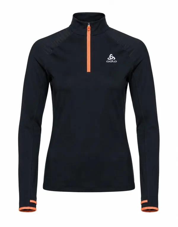 ODLO Base Layer Long Sleeve Half-zip Performance Top With Thumbhole Cuffs