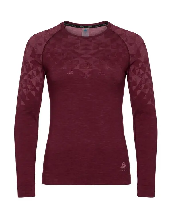 ODLO Merino Wool Blend Long Sleeve Base Layer Top